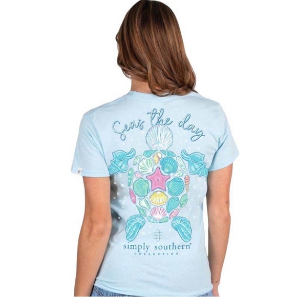 Simply Southern | Tops | Nwt Simply Southern Blue Seashell Turtle ...